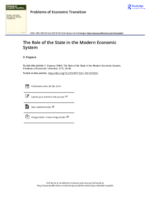 (PDF) The Role of the State in the Modern Economic System
