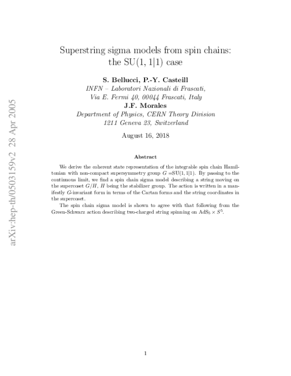 (PDF) Superstring sigma models from spin chains: the case