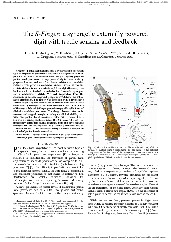 (PDF) The S-Finger: A Synergetic Externally Powered Digit With Tactile ...
