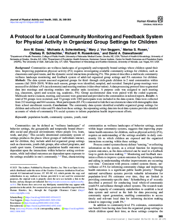 (PDF) A Protocol for a Local Community Monitoring and Feedback System ...