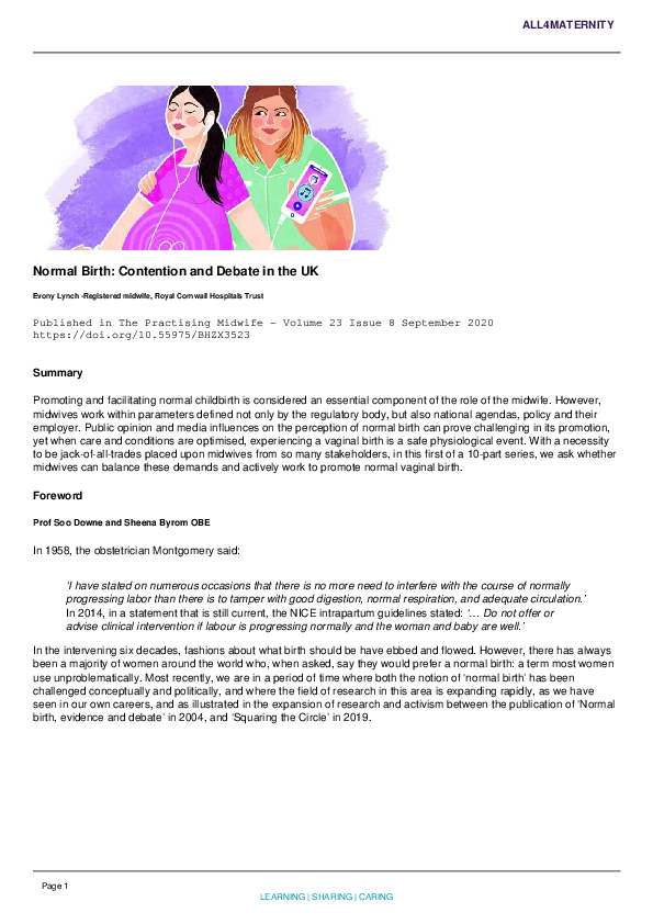 (PDF) Normal Birth: Contention and Debate in the UK