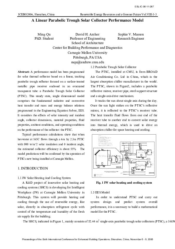 (PDF) A Linear Parabolic Trough Solar Collector Performance Model