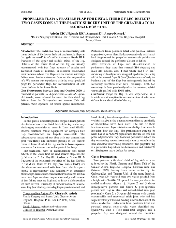(PDF) Propeller Flap: A Feasible Flap for Distal Third of Leg Defects ...