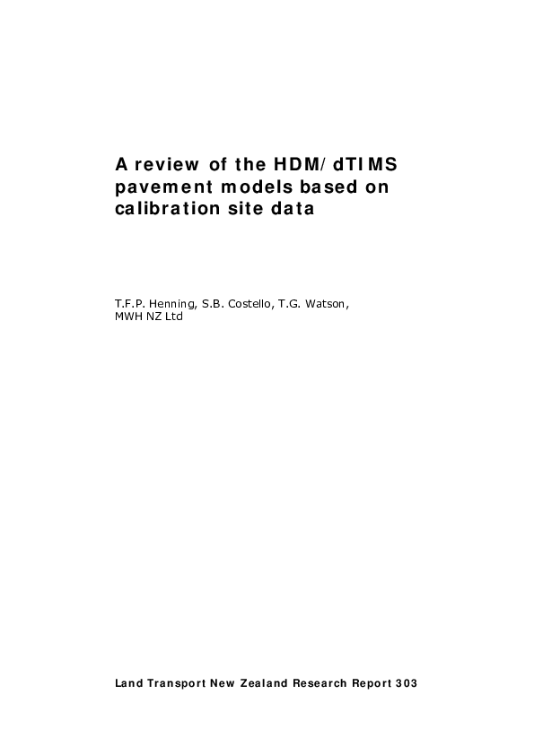 (PDF) A review of the HDM/dTIMS pavement models based on calibration ...