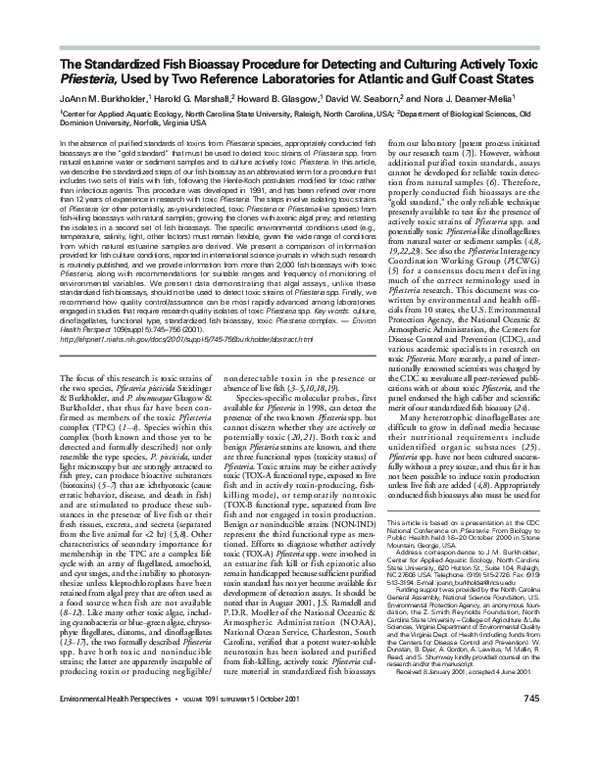 (PDF) The Standardized Fish Bioassay Procedure for Detecting and ...