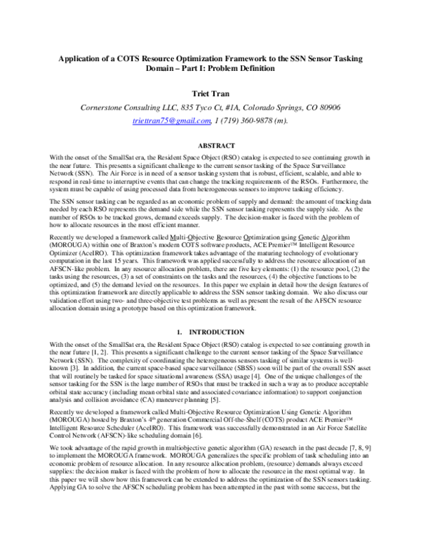 (PDF) Application of a COTS Resource Optimization Framework to the SSN ...