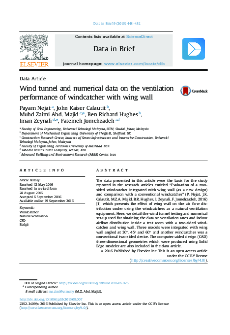 (PDF) Wind tunnel and numerical data on the ventilation performance of windcatcher with wing wall