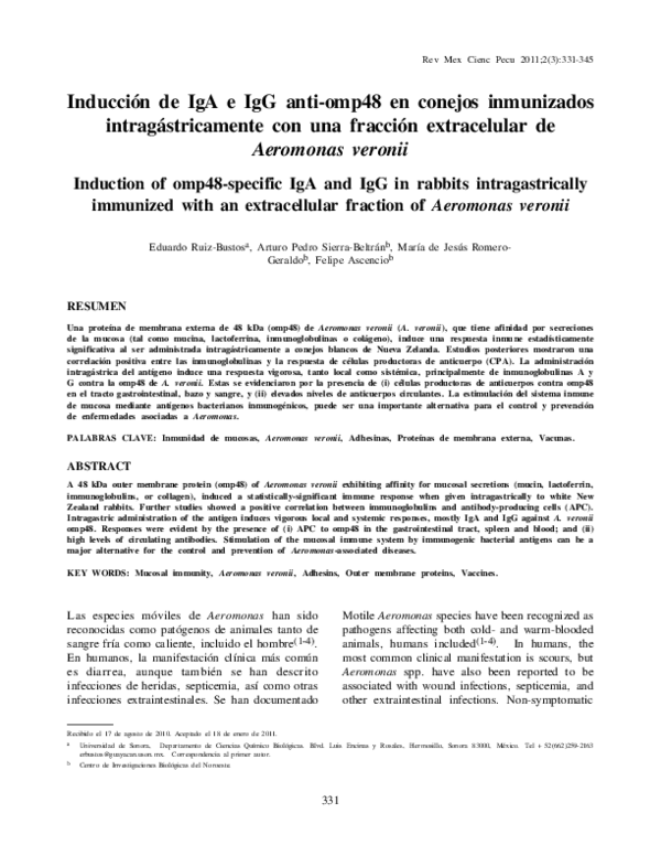 (PDF) Inducción de IgA e IgG anti-omp48 en conejos inmunizados ...