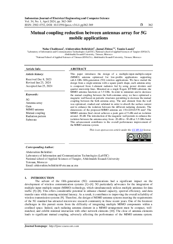 (PDF) Mutual coupling reduction between antennas array for 5G mobile applications