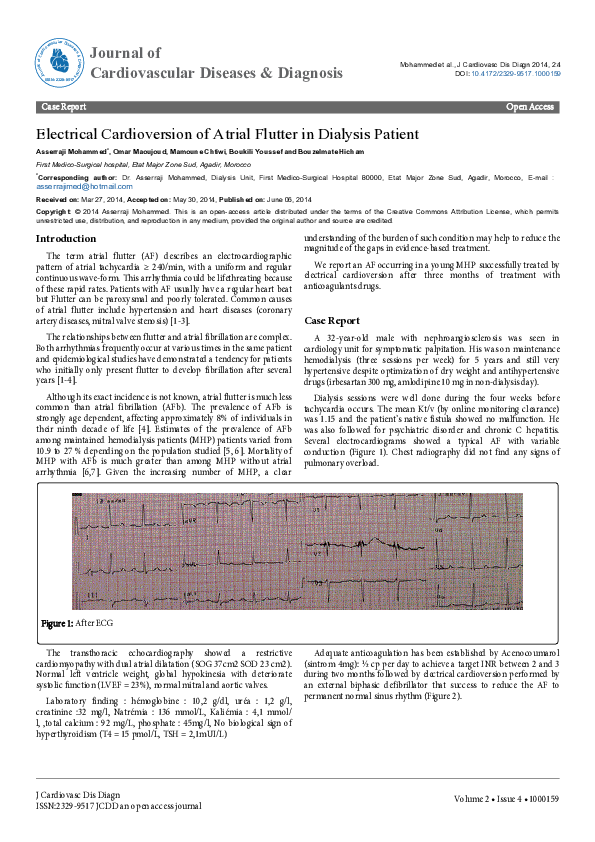 (PDF) Electrical Cardioversion of Atrial Flutter in Dialysis Patient