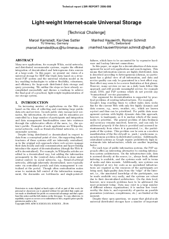 (PDF) Light-weight Internet-scale Universal Storage