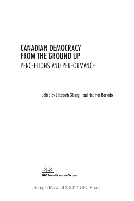 (PDF) Canadian democracy from the ground up : perceptions and performance