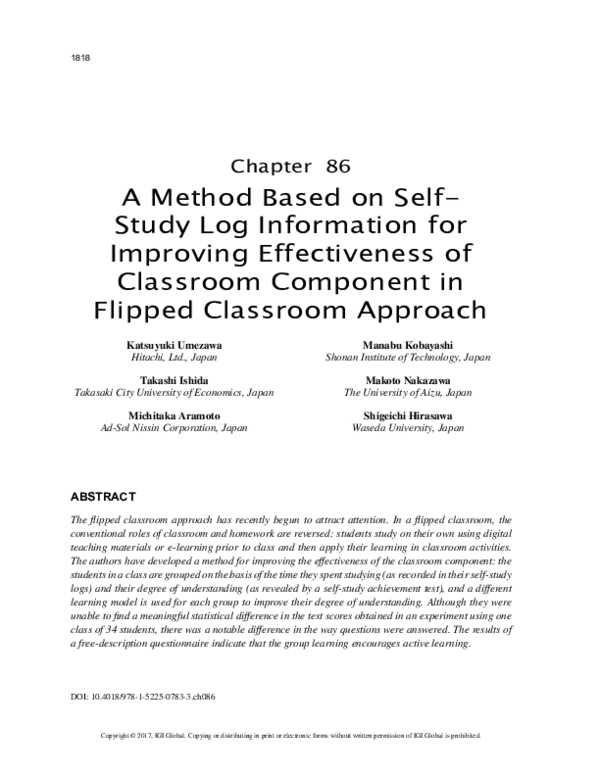 (PDF) A Method Based on Self-Study Log Information for Improving ...