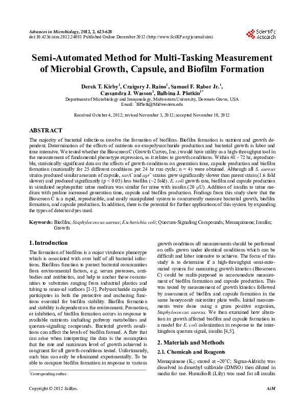 (PDF) Semi-Automated Method for Multi-Tasking Measurement of Microbial Growth, Capsule, and ...