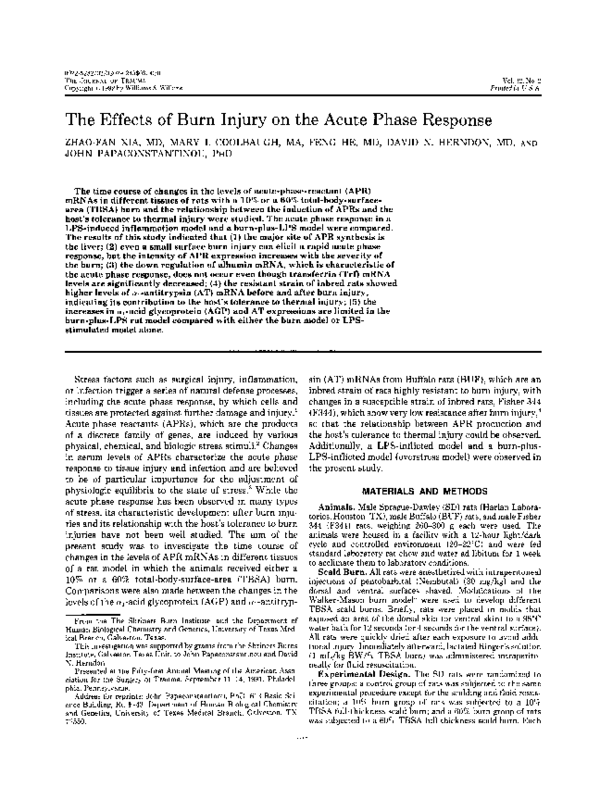 (PDF) The Effects of Burn Injury on the Acute Phase Response