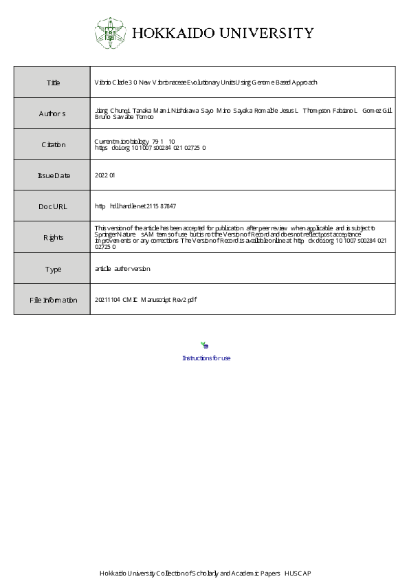 (PDF) Vibrio Clade 3.0: New Vibrionaceae Evolutionary Units Using ...