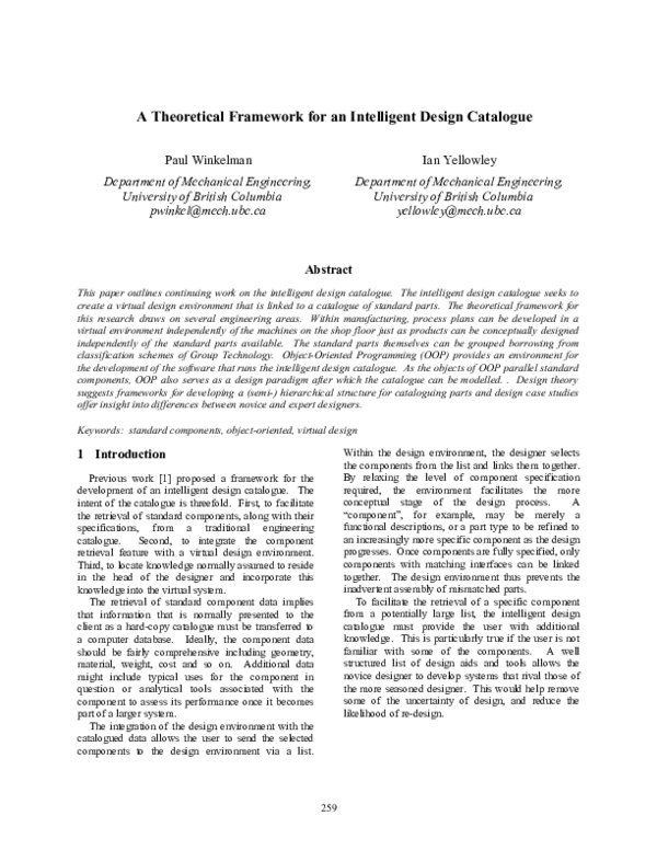 (PDF) A theoretical framework for an intelligent design catalogue