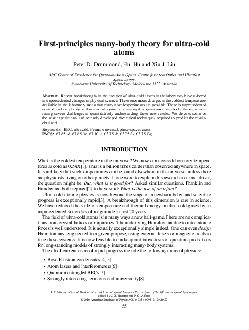 (PDF) First-principles many-body theory for ultra-cold atoms