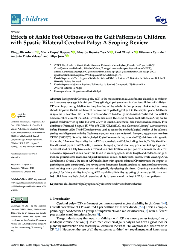 (PDF) Effects of Ankle Foot Orthoses on the Gait Patterns in Children ...