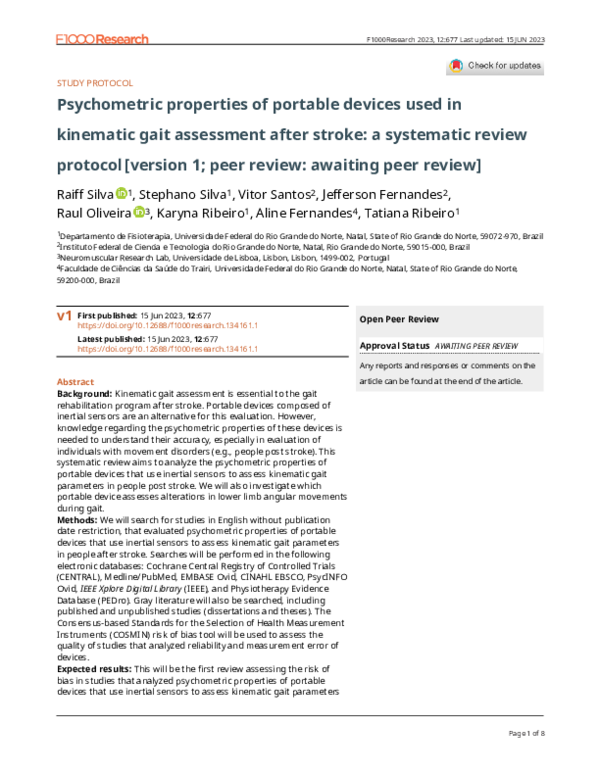(PDF) Psychometric properties of portable devices used in kinematic ...