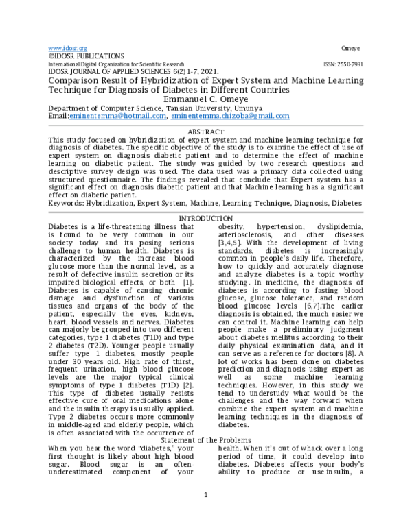 (PDF) Comparison Result of Hybridization of Expert System and Machine ...