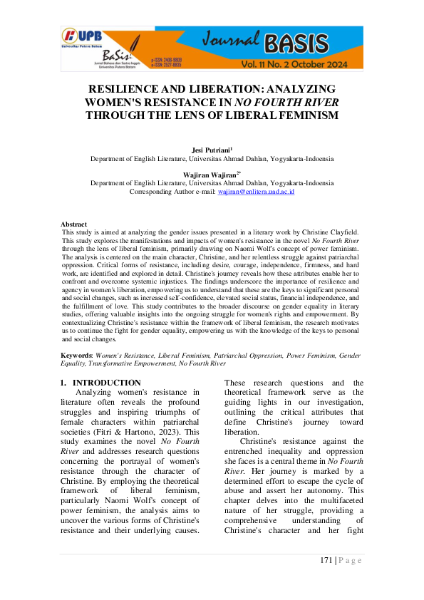 (PDF) RESILIENCE AND LIBERATION: ANALYZING WOMEN'S RESISTANCE IN NO ...
