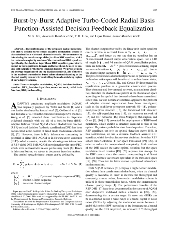 (PDF) Burst-by-burst adaptive turbo-coded radial basis function-assisted decision feedback ...
