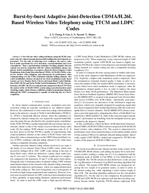 (PDF) Burst-by-burst adaptive joint-detection CDMA/H.26L based wireless video telephony using ...