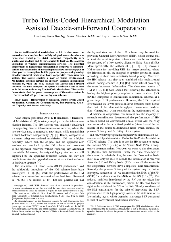 (PDF) Turbo Trellis-Coded Hierarchical-Modulation Assisted Decode-and-Forward Cooperation