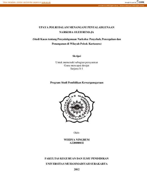 (PDF) Upaya Polri Dalam Menangani Penyalahgunaan Narkoba Oleh Remaja