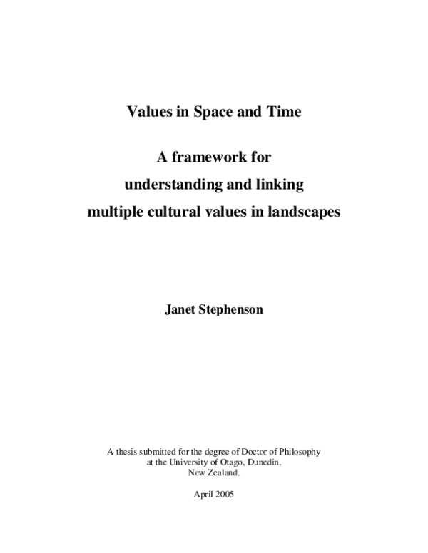 (PDF) Values in Space and Time: A Framework for Understanding and ...