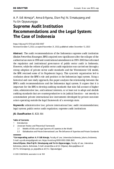 (PDF) Supreme Audit Institution Recommendations and the Legal System ...