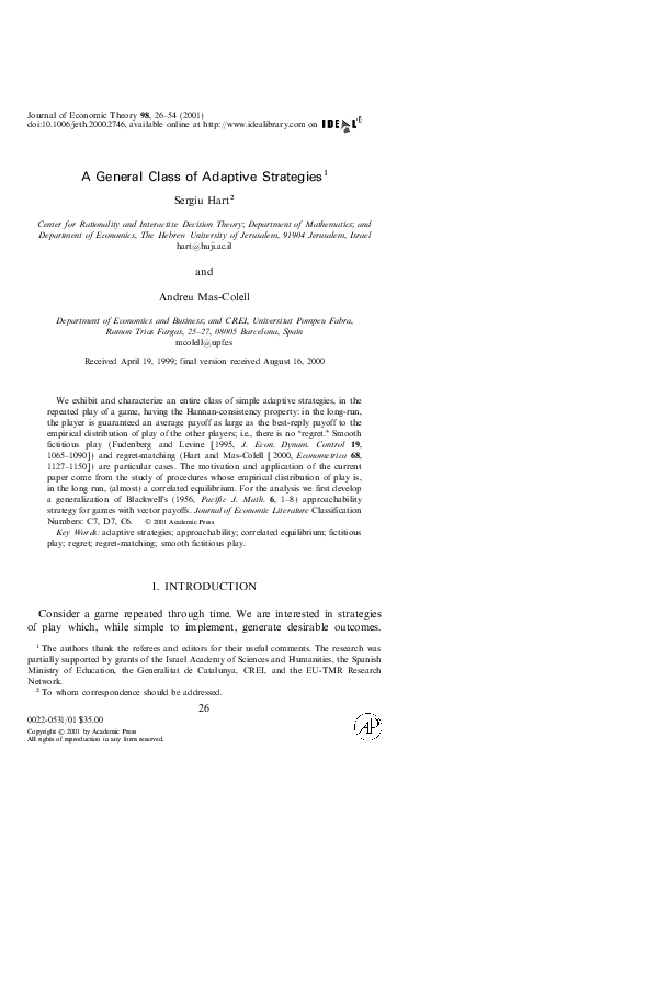 (PDF) A General Class of Adaptive Strategies