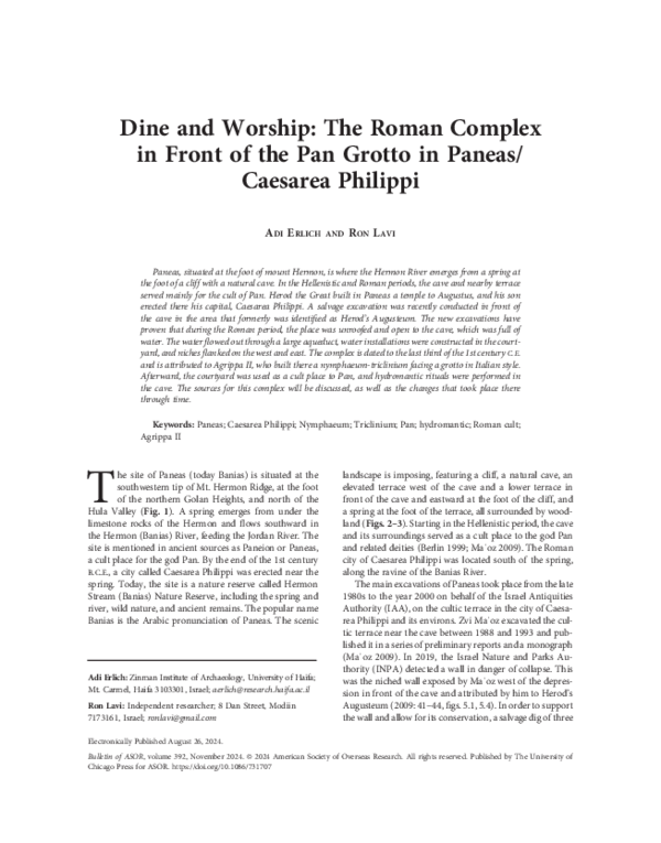 (PDF) Dine and Worship: The Roman Complex in Front of the Pan Grotto in ...
