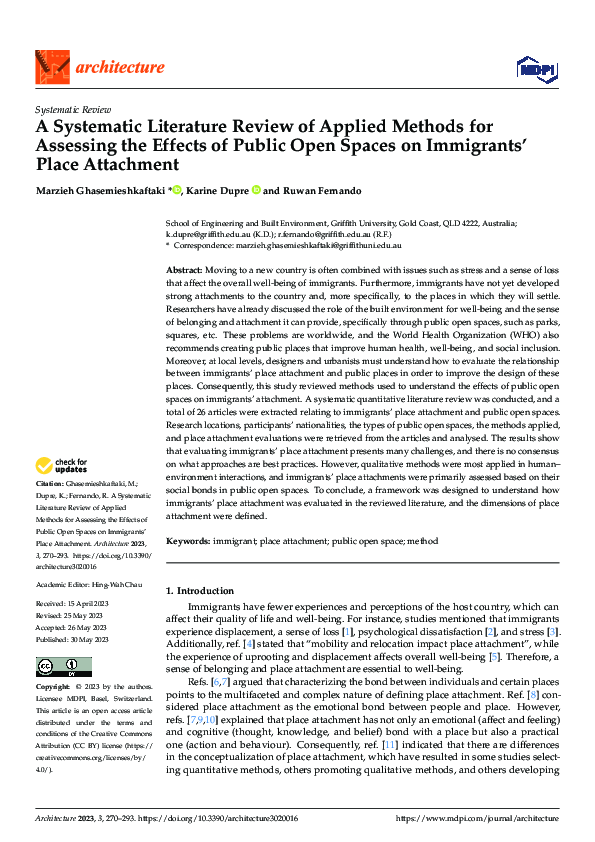 (PDF) A Systematic Literature Review of Applied Methods for Assessing the Effects of Public Open ...