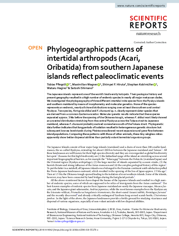 (PDF) Phylogeographic patterns of intertidal arthropods (Acari ...