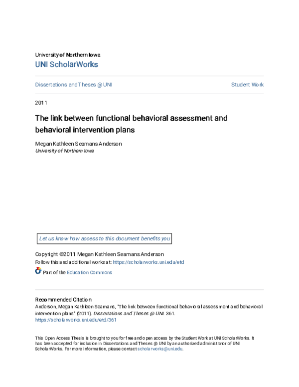 (PDF) The link between functional behavioral assessment and behavioral ...