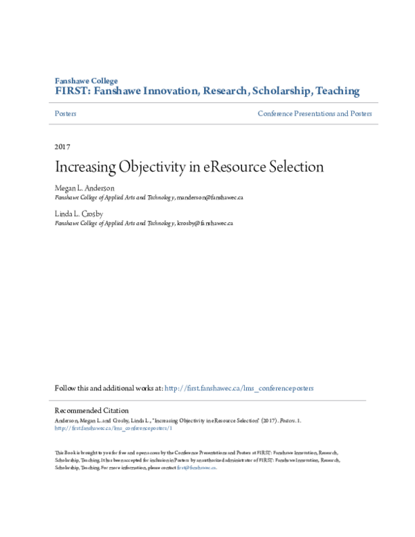 (PDF) Increasing Objectivity in eResource Selection