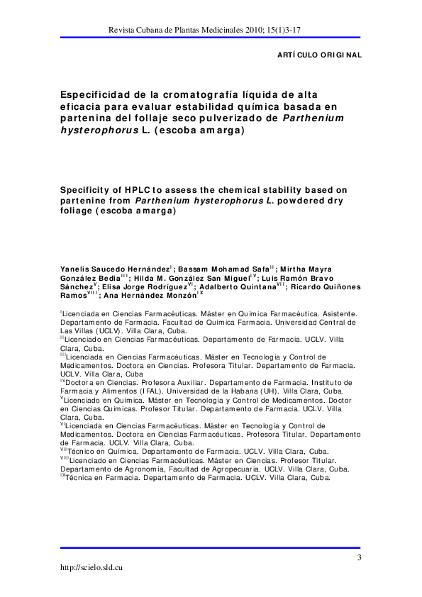 (PDF) Especificidad de la cromatografía líquida de alta eficacia para ...