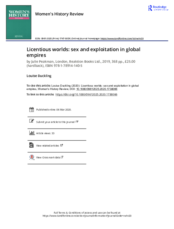 (PDF) Licentious worlds: sex and exploitation in global empires