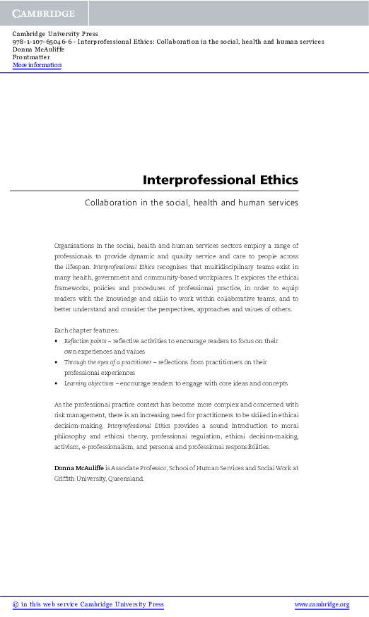 (PDF) Interprofessional Ethics