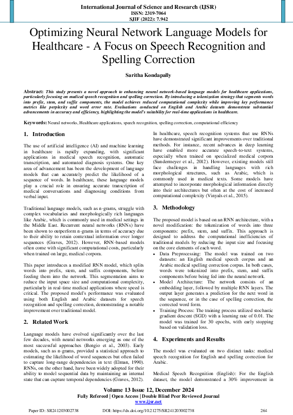 (PDF) Optimizing Neural Network Language Models for Healthcare -A Focus ...