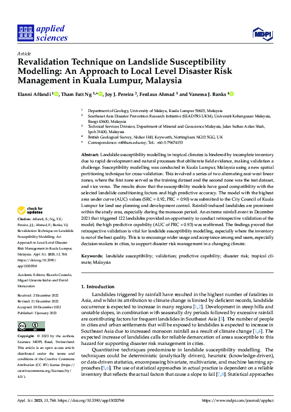 (PDF) Revalidation Technique on Landslide Susceptibility Modelling: An Approach to Local Level ...