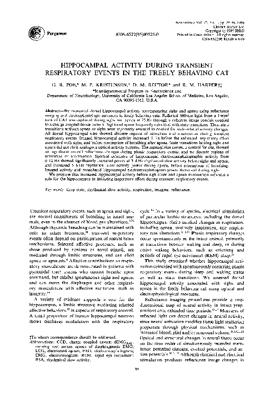 (PDF) Hippocampal activity during transient respiratory events in the freely behaving cat