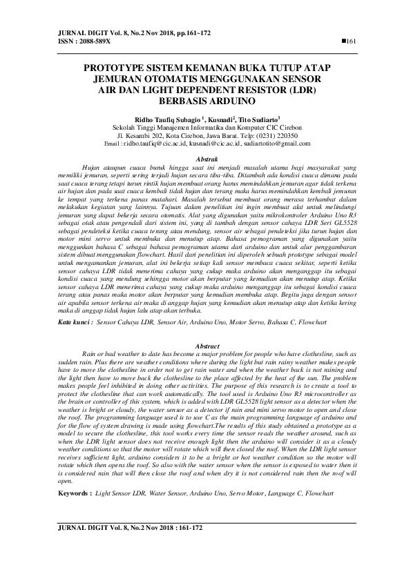 (PDF) Prototype Sistem Kemanan Buka Tutup Atap Jemuran Otomatis ...