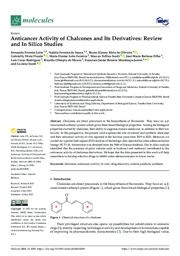 (PDF) Anticancer Activity of Chalcones and Its Derivatives: Review and ...