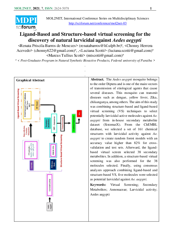 (PDF) Ligand-Based and Structure-based virtual screening for the discovery of natural larvicidal ...