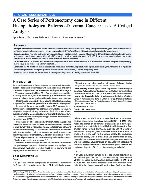 (PDF) A Case Series of Peritonectomy done in Different ...