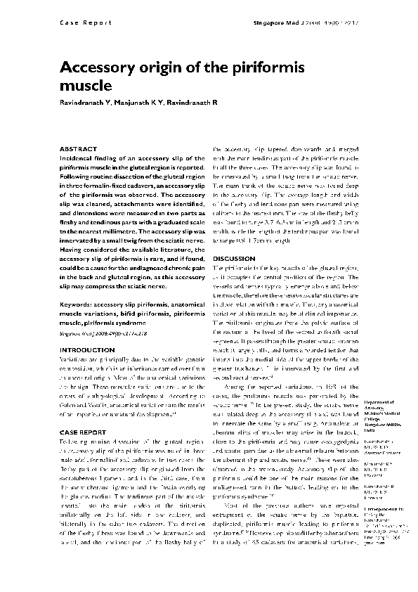 (PDF) Accessory origin of the piriformis muscle