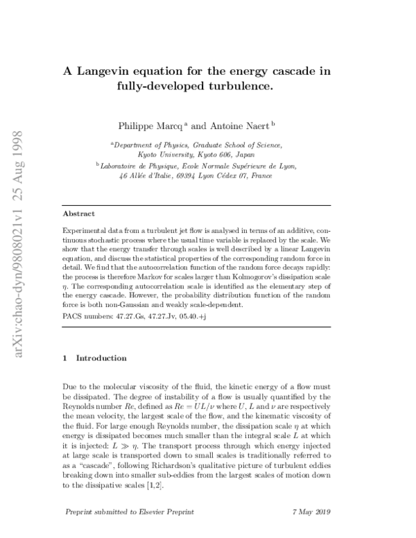 (PDF) Fully Developed Turbulence